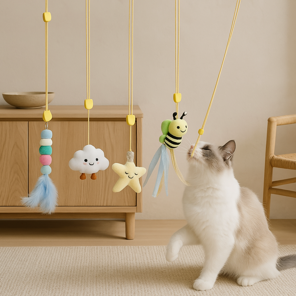 Interactive Cat Toy Set | Hanging Plush Toys for Playful & Active Cats ...