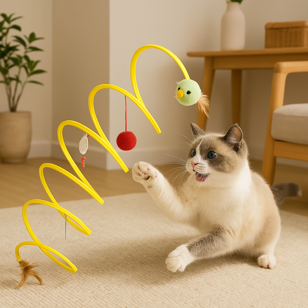 Interactive Spiral Cat Toy | Spring-Shaped Cat Tunnel with Hanging Bal ...